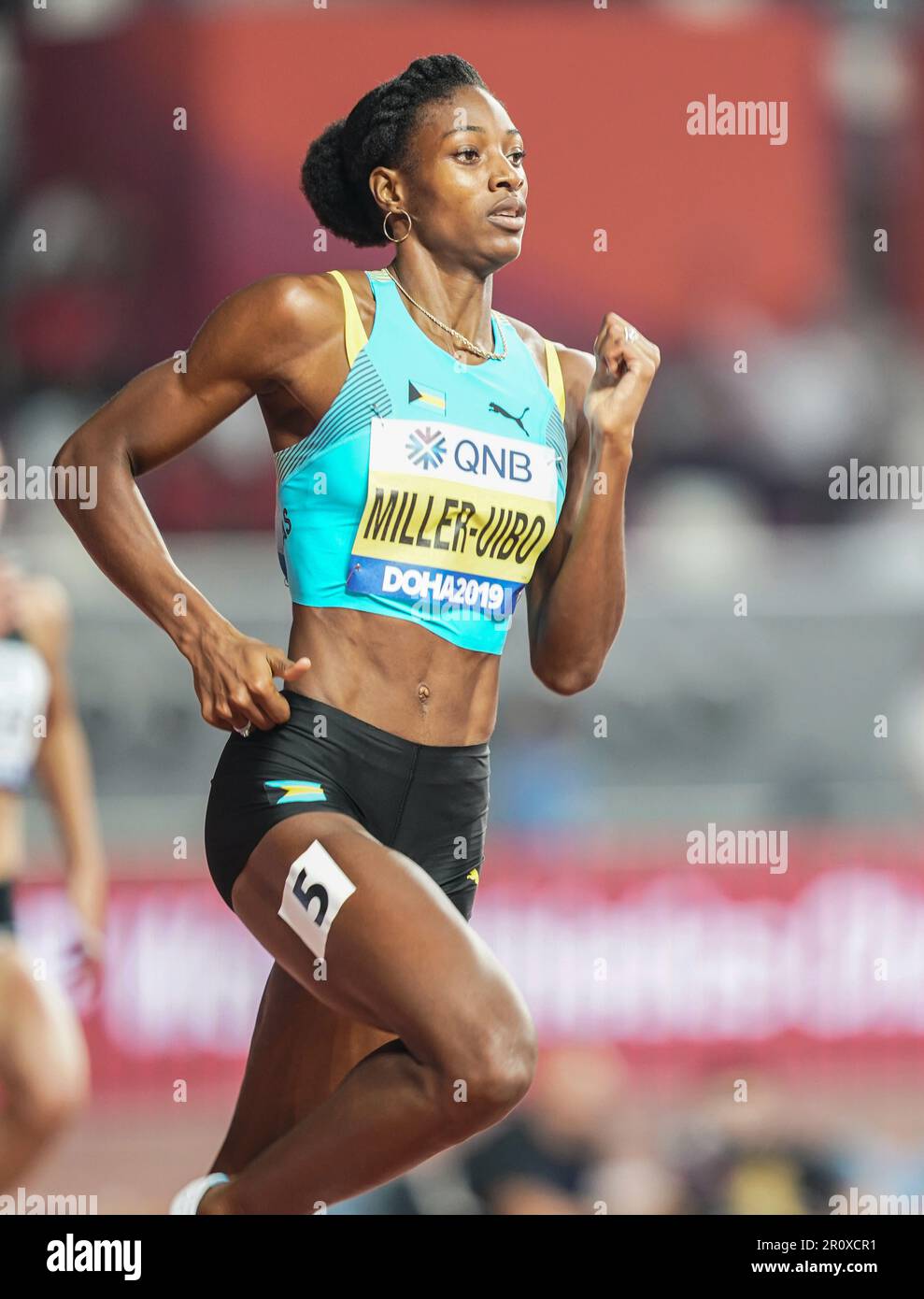 Shaunae MILLER-UIBO running the 400m at the 2019 World Athletics ...