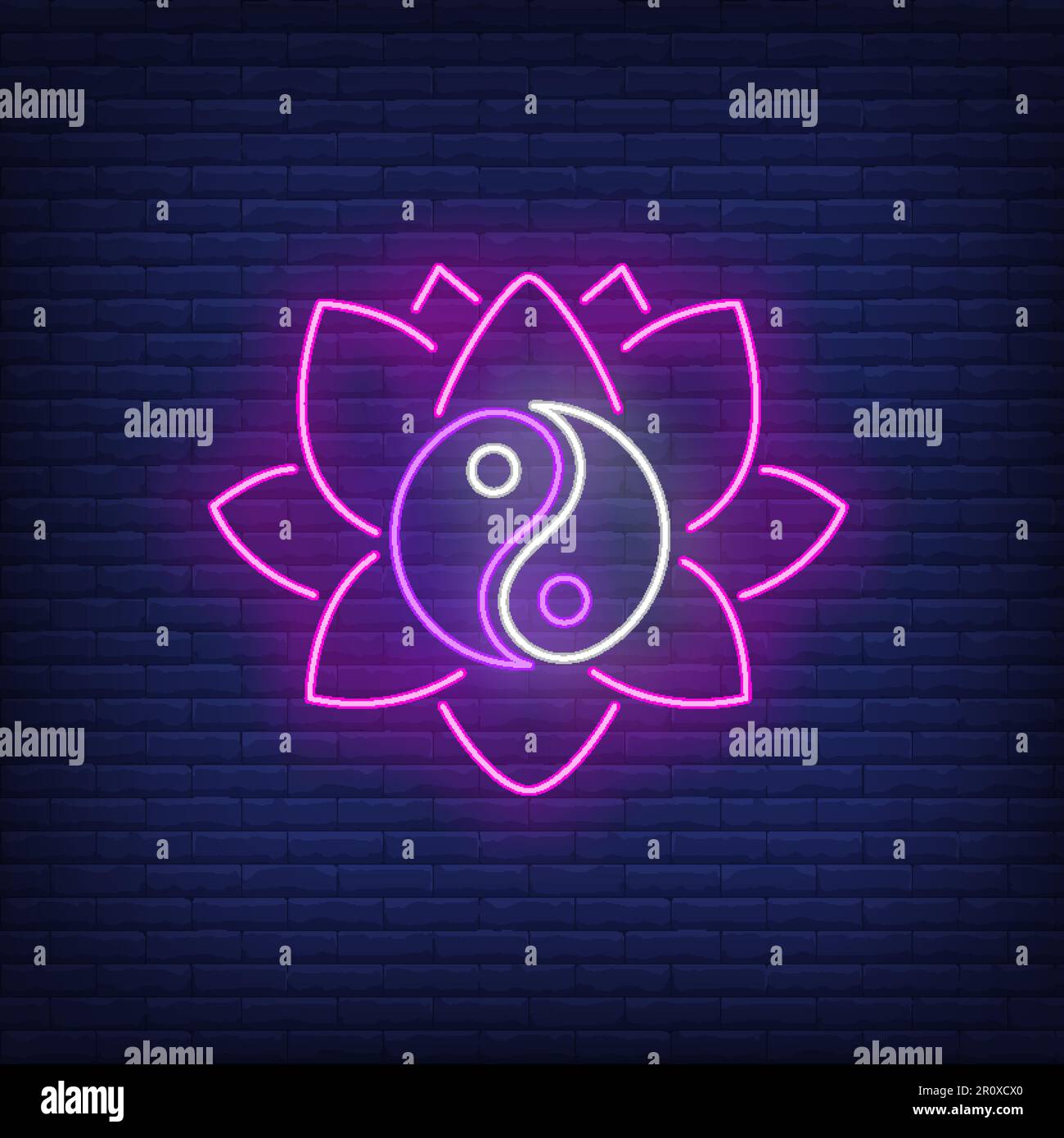 Yin yang and lotus neon sign Stock Vector Image & Art - Alamy
