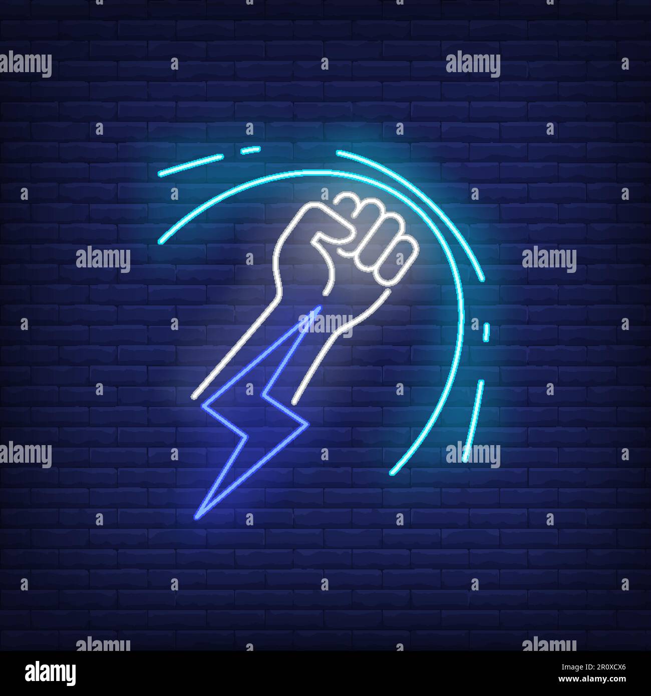 Flying fist with lightning neon sign Stock Vector Image & Art - Alamy