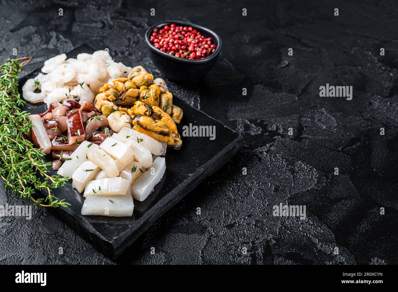 Seafood assorted platter, mix of mussels, clams, squid, octopus ...
