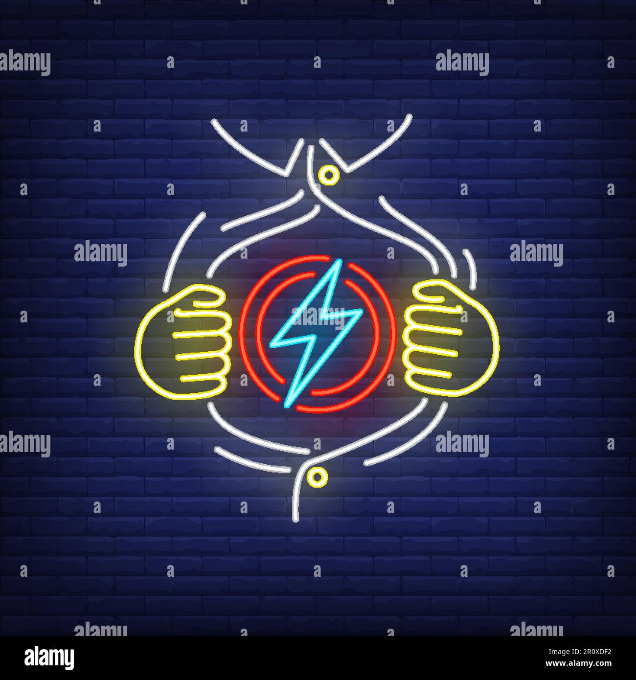 Superhero showing chest neon sign Stock Vector Image & Art - Alamy