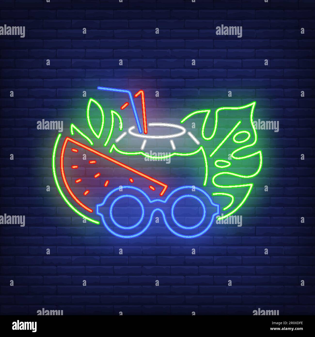 Beach cocktail and sunglasses neon sign Stock Vector Image & Art - Alamy