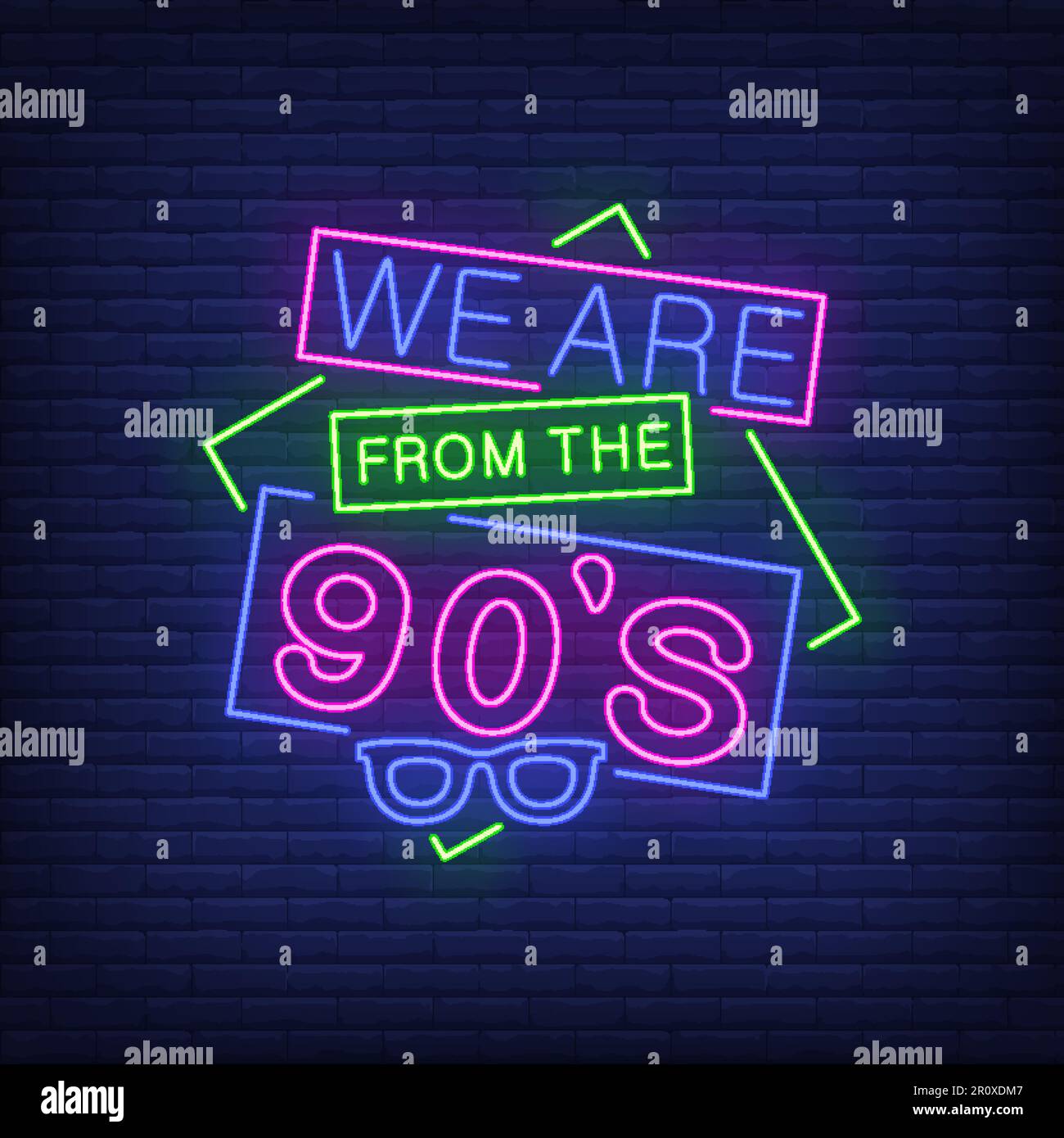 We are from nineties neon lettering with retro glasses Stock Vector ...