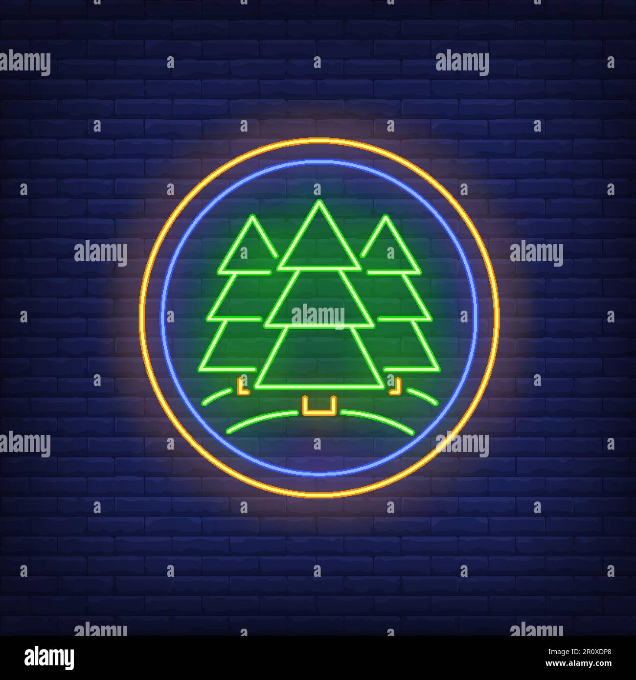 Fir-trees in circle neon sign Stock Vector Image & Art - Alamy