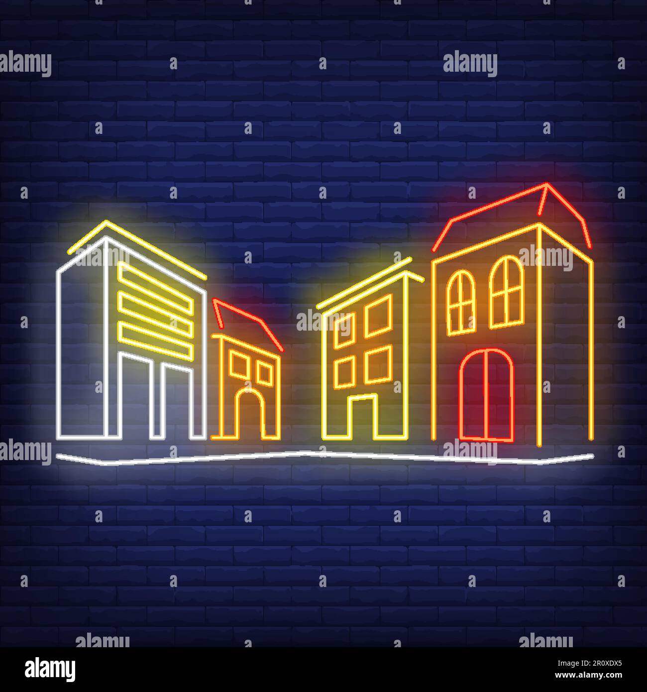 Town buildings neon sign Stock Vector Image & Art - Alamy