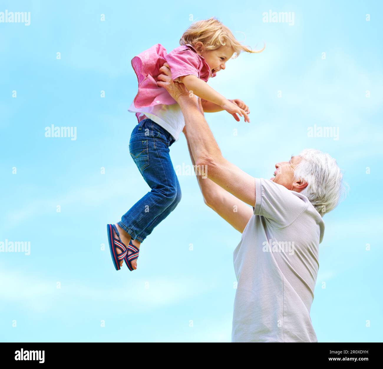 Fun Lifting And Playful With Grandfather And Grandson For Bonding Affectionate And Free Time