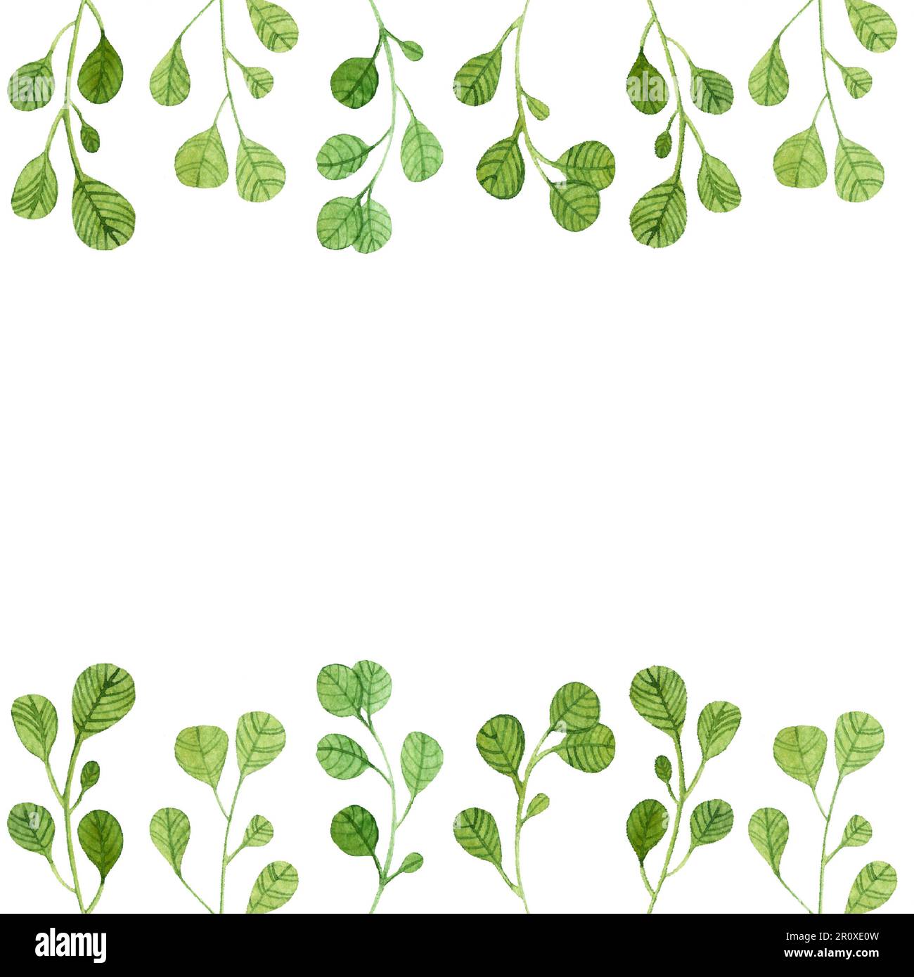 isolated watercolor hand drawn leaf border, floral motif ornamental ...