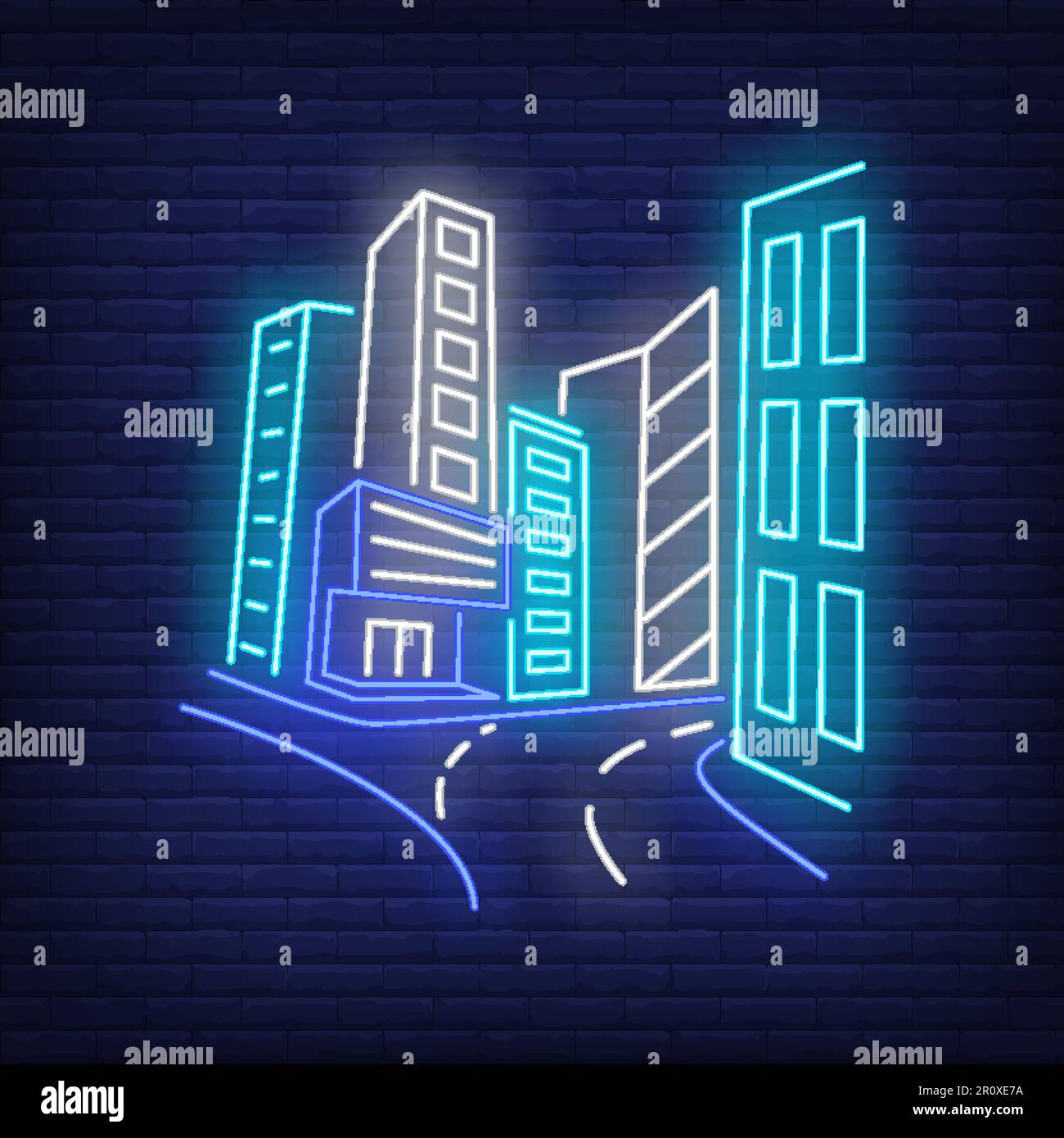 City street with buildings neon sign Stock Vector Image & Art - Alamy