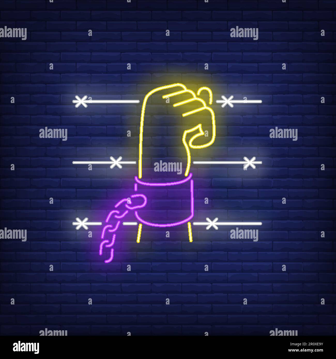 Hand in manacle and barbed wire neon sign Stock Vector Image & Art - Alamy