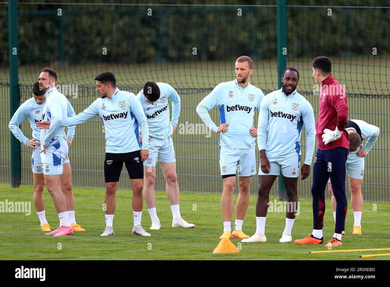 West Ham United players during a training session at Rush Green ...