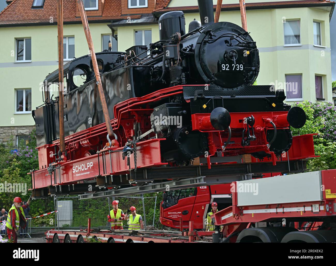 Meiningen, Germany. 10th May, 2023. A Prussian T13 steam locomotive is ...