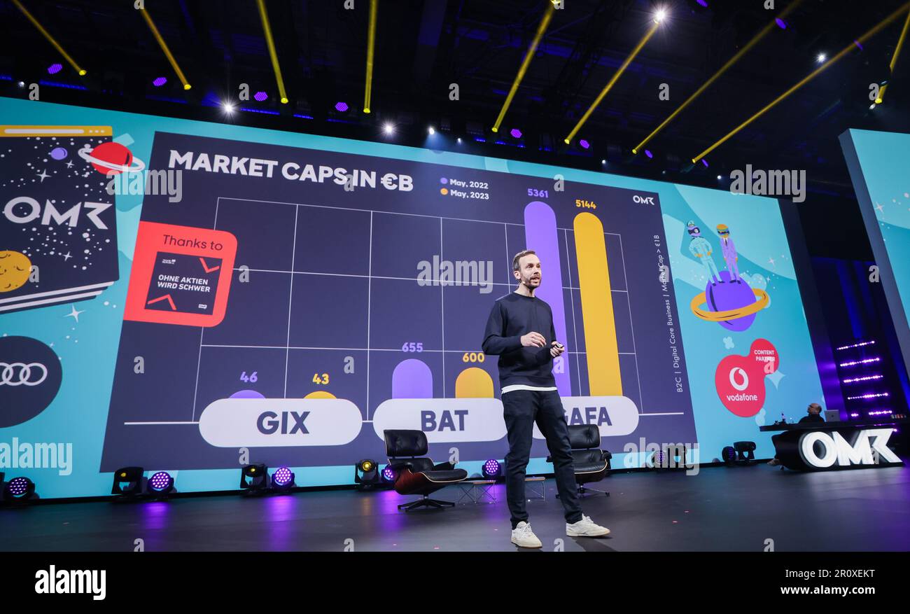 Hamburg, Germany. 10th May, 2023. OMR Managing Director Philipp Westermeyer speaks at the ...