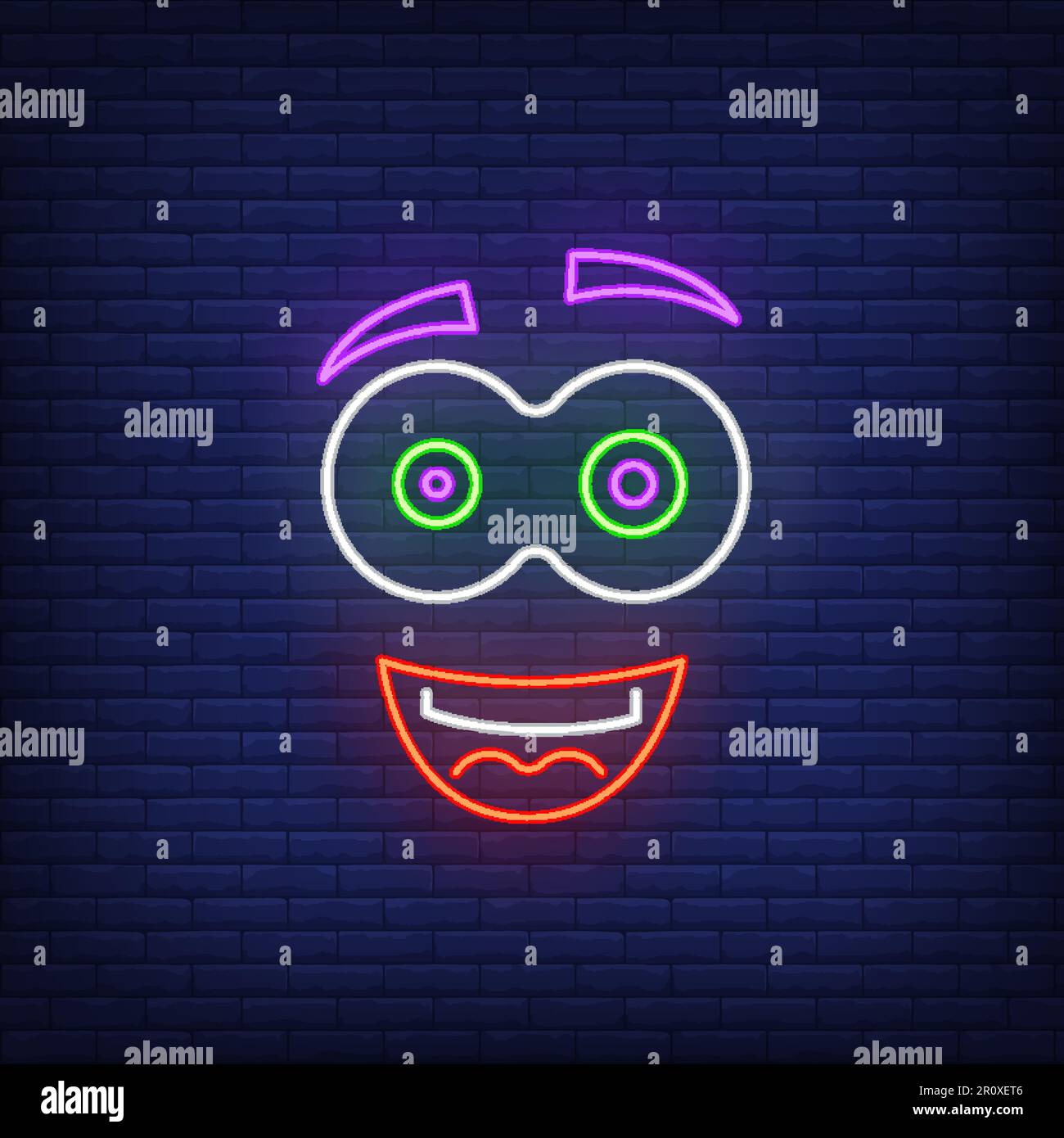 Cheerful emoticon neon sign Stock Vector Image & Art - Alamy