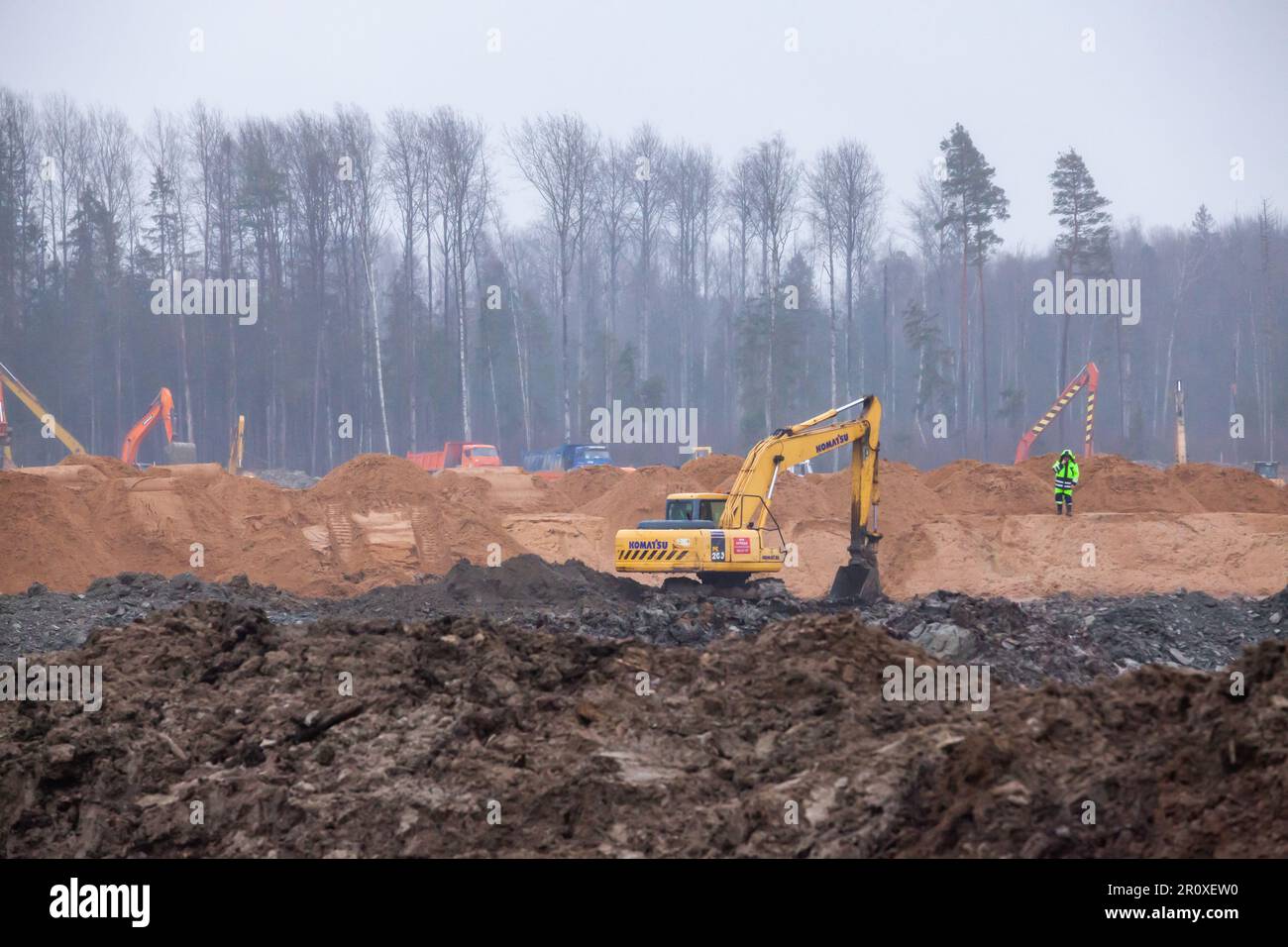 Ust-Luga, Leningrad oblast, Russia - November 16, 2021: Groundworks of ...