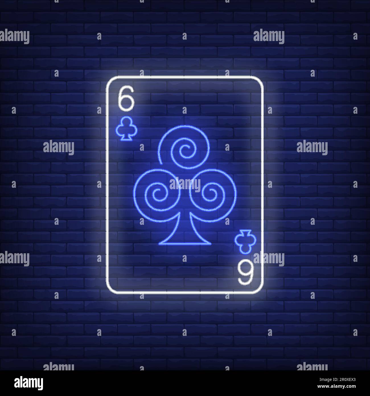 Six of clubs playing card neon sign Stock Vector Image & Art - Alamy