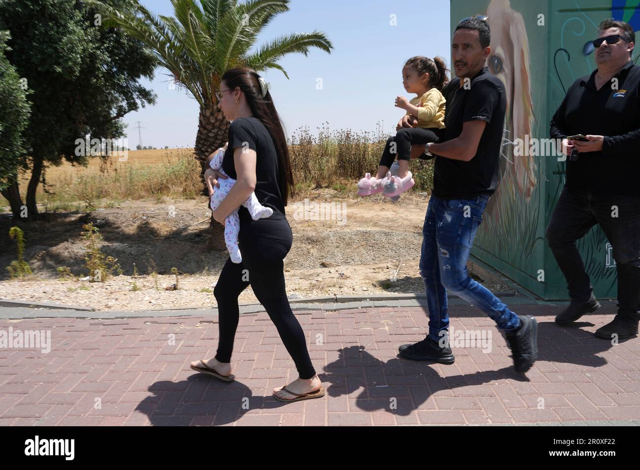 People leave a shelter in between air raid sirens warning of incoming ...