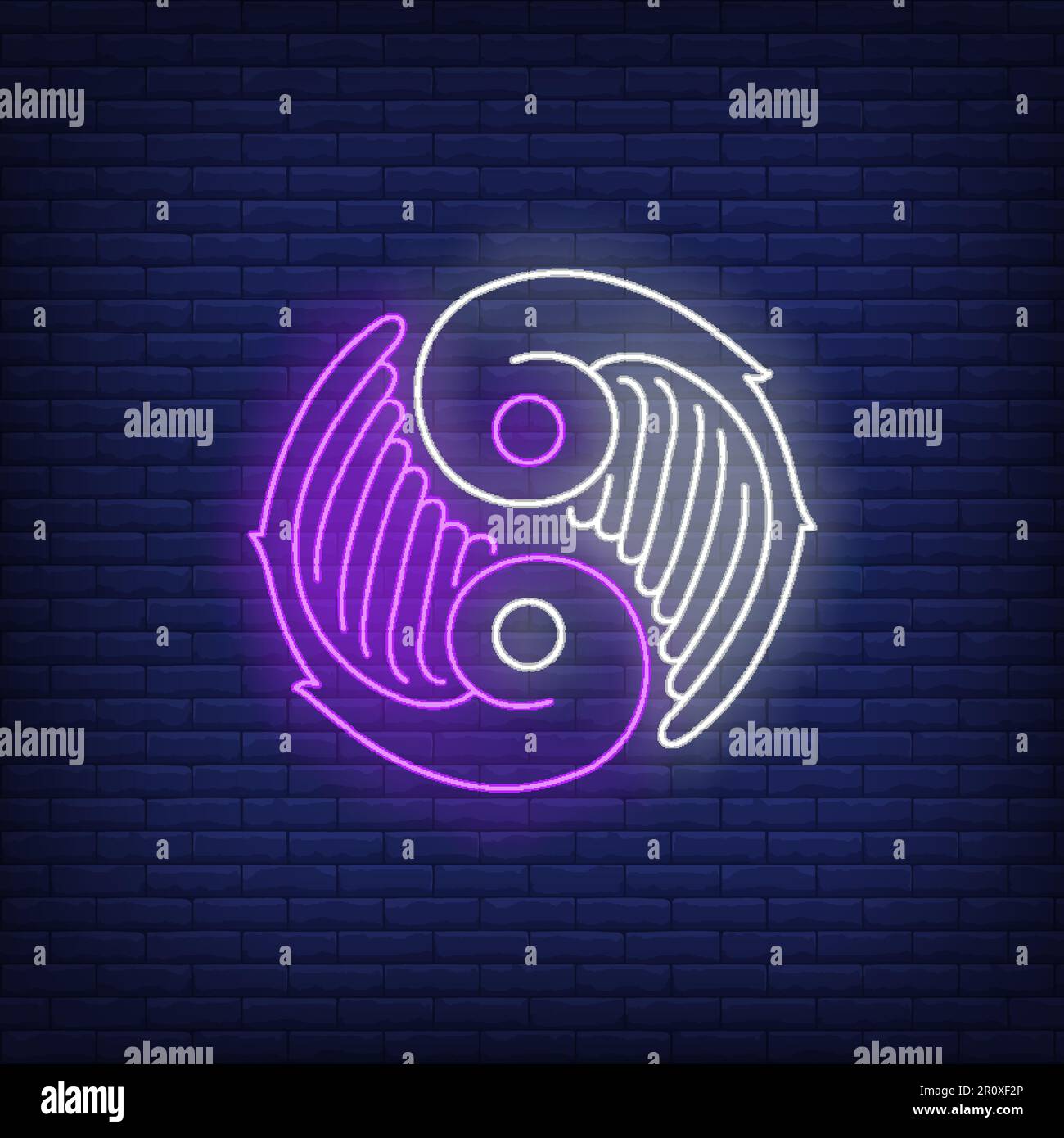 Yin yang wings neon sign Stock Vector Image & Art - Alamy