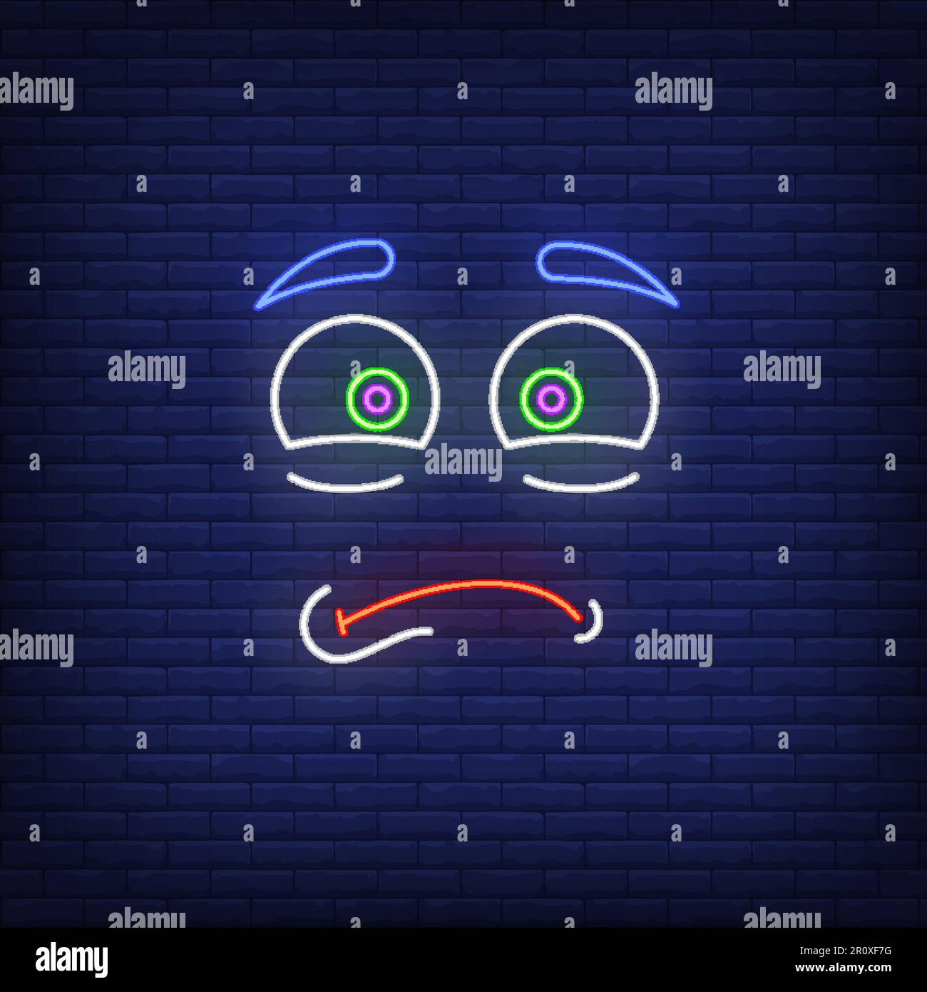 Scared emoticon neon sign Stock Vector Image & Art - Alamy