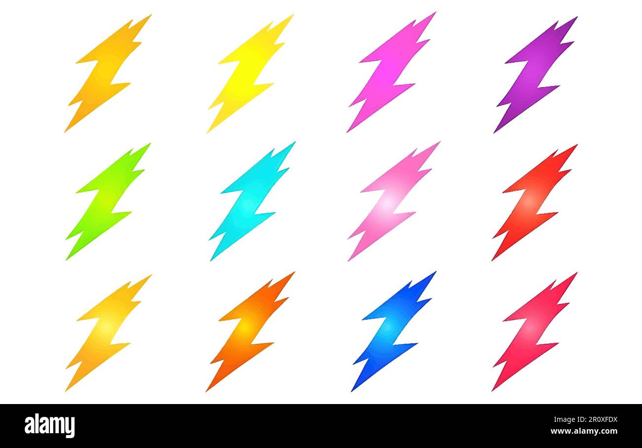 set vector illustration of lightning symbol and a sign of attention ...