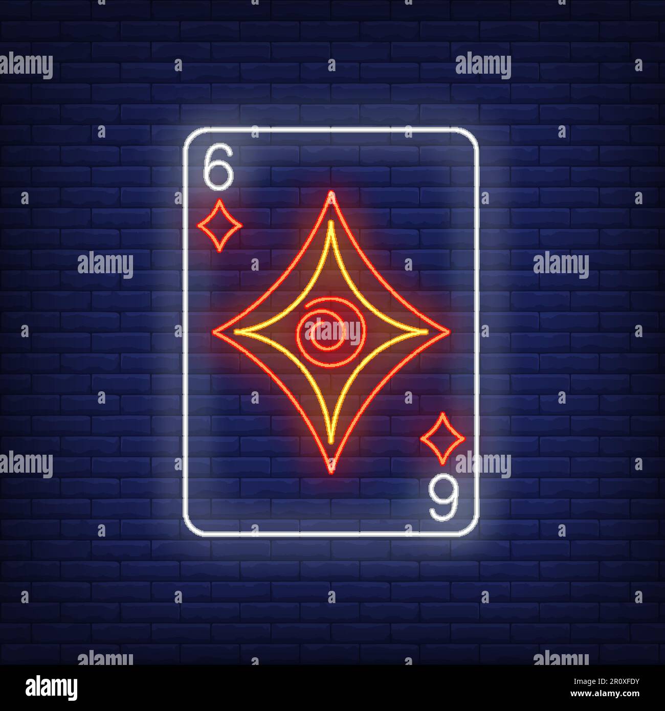 Six of diamonds playing card neon sign Stock Vector Image & Art - Alamy