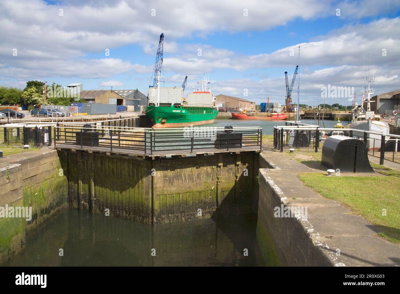 lock gates at Glasson docks on the lancashire coast Stock Photo - Alamy