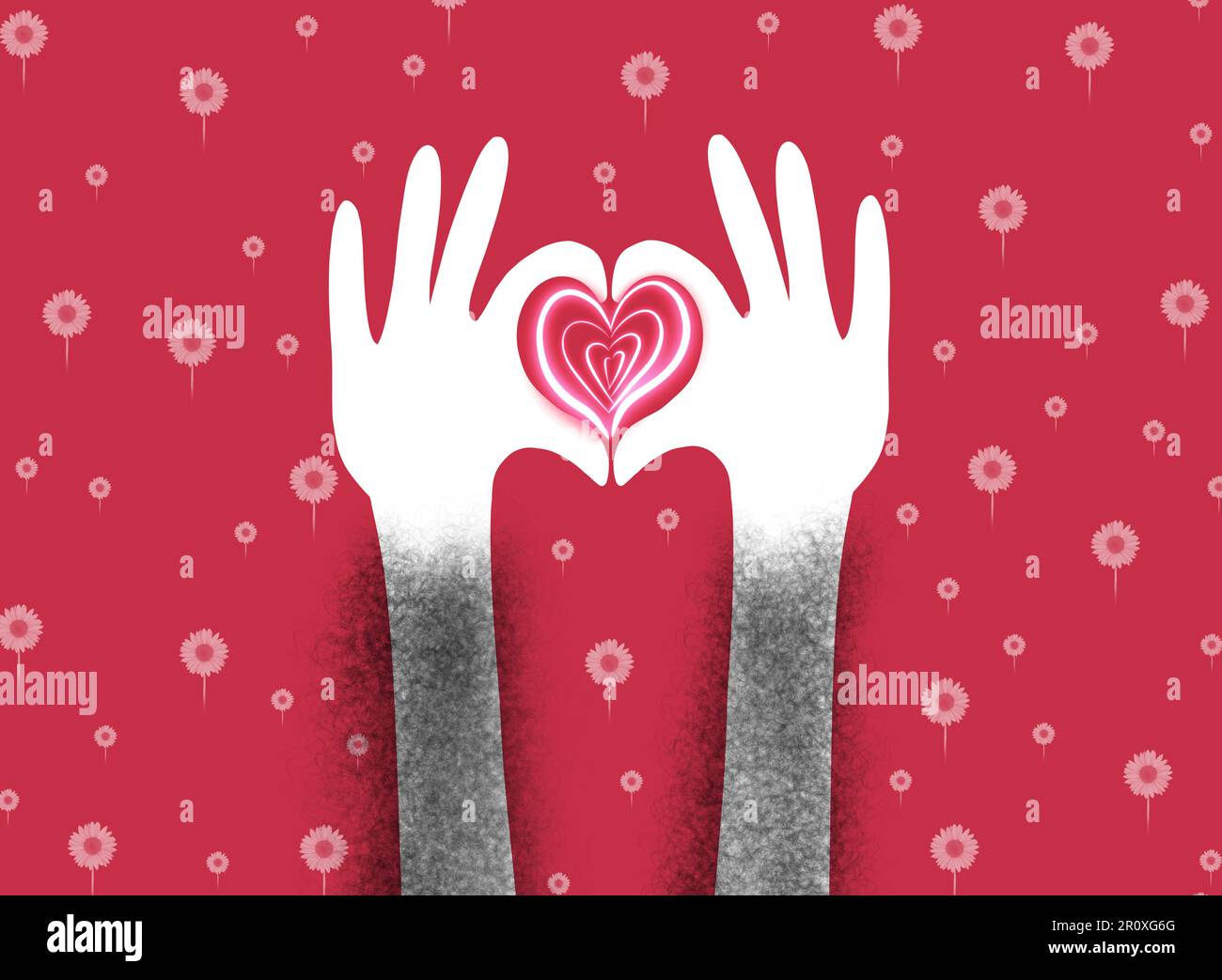 Heart hand gestures on pink background Stock Photo - Alamy