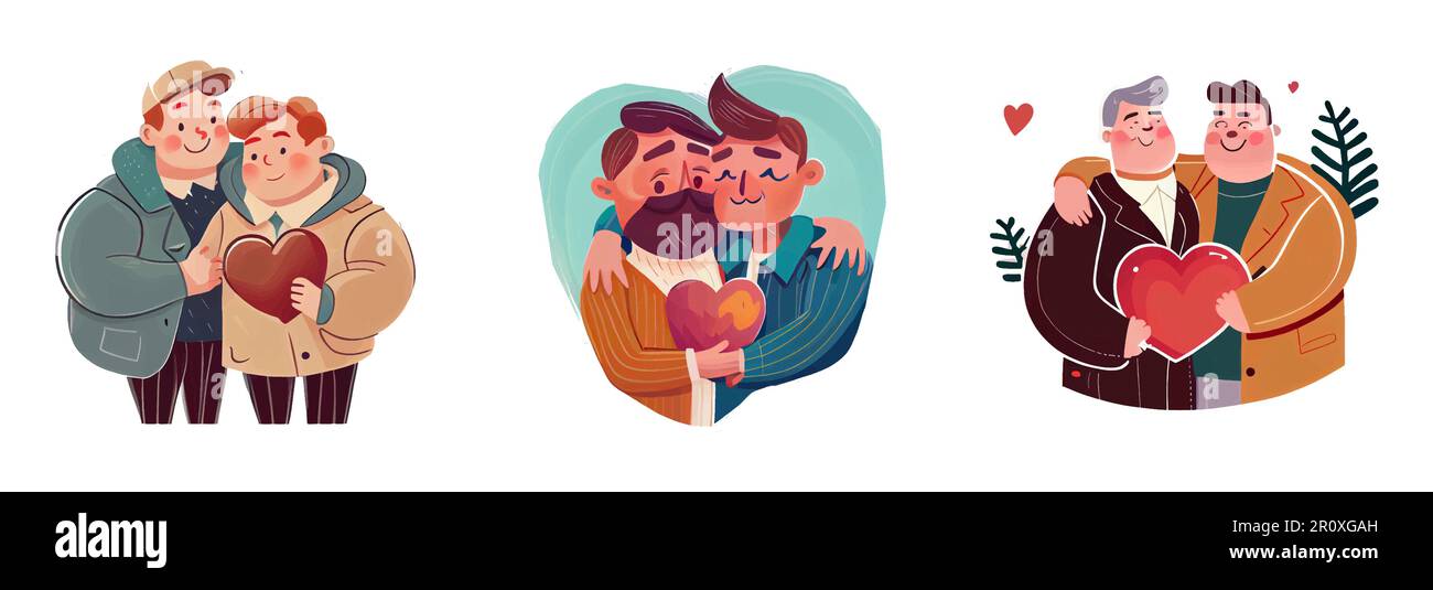 horizontal set vector illustration of homosexual persons isolate on ...