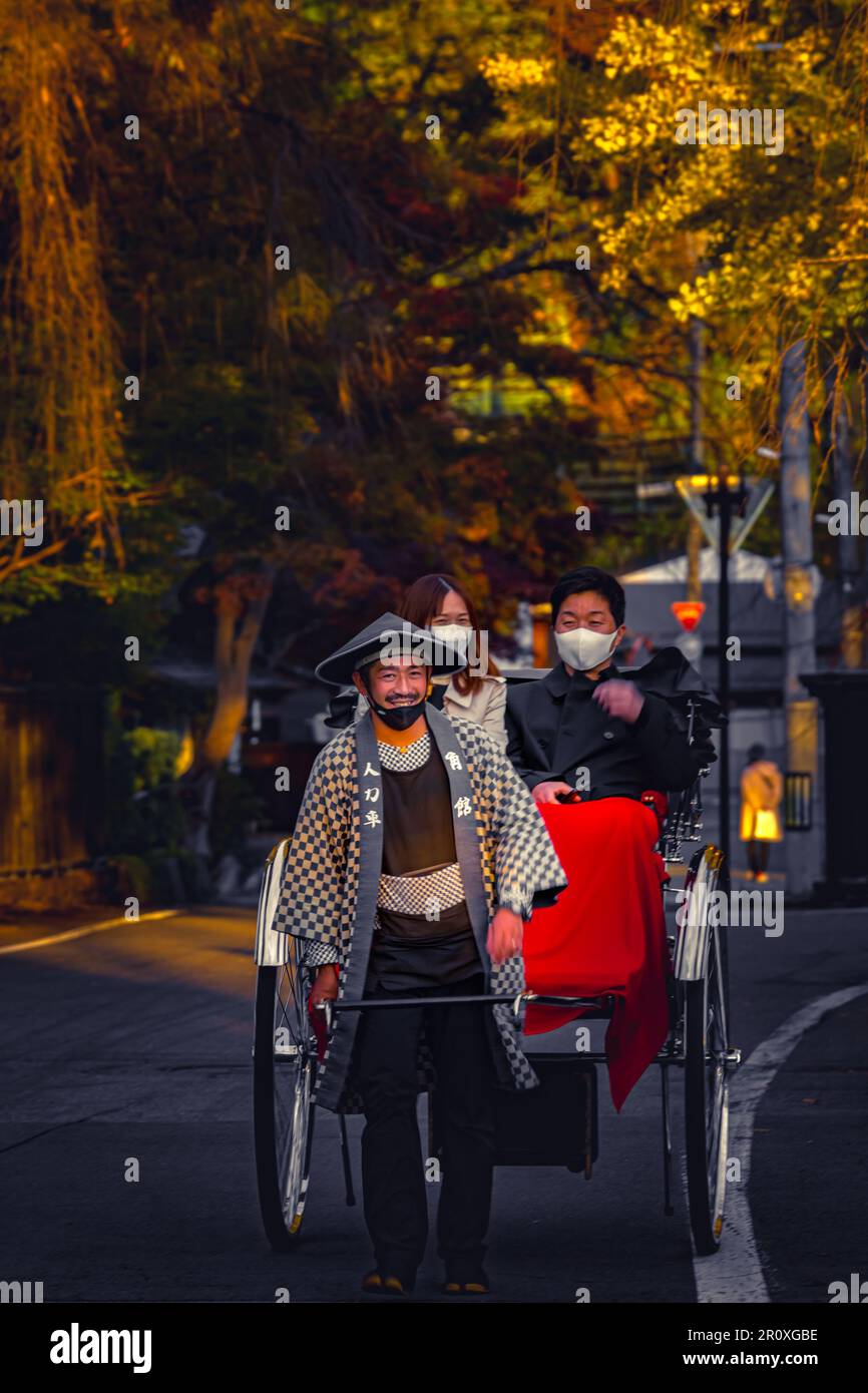 A couple enjoying a leisurely ride in an old-fashioned carriage ...