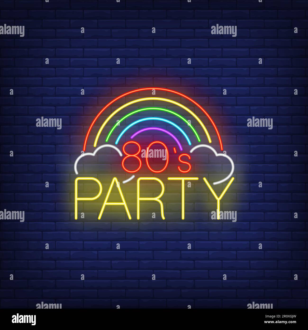 Eighties party neon lettering with rainbow Stock Vector Image & Art - Alamy