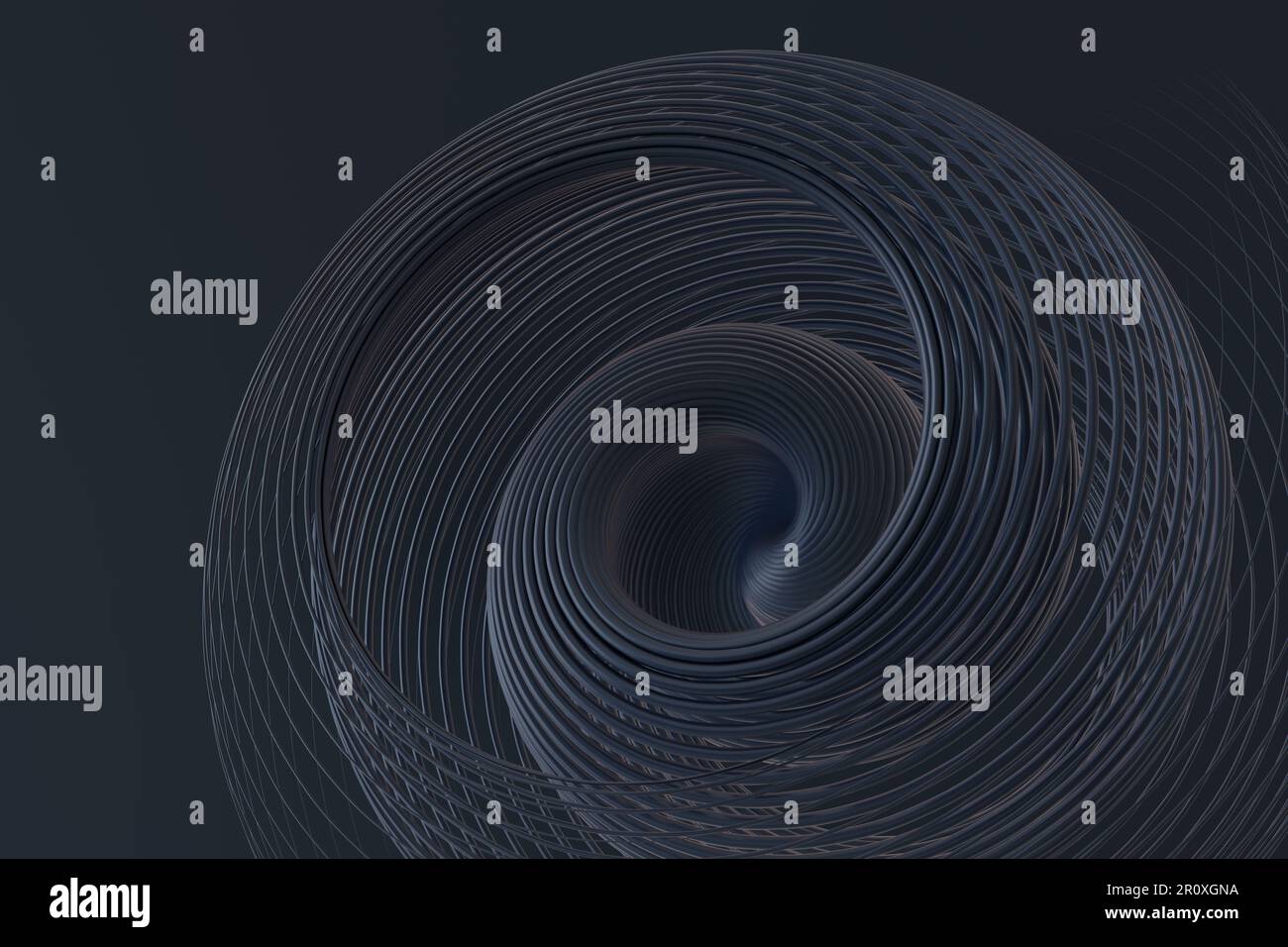 Abstract swirling lines forming a spiral structure with dark shades ...