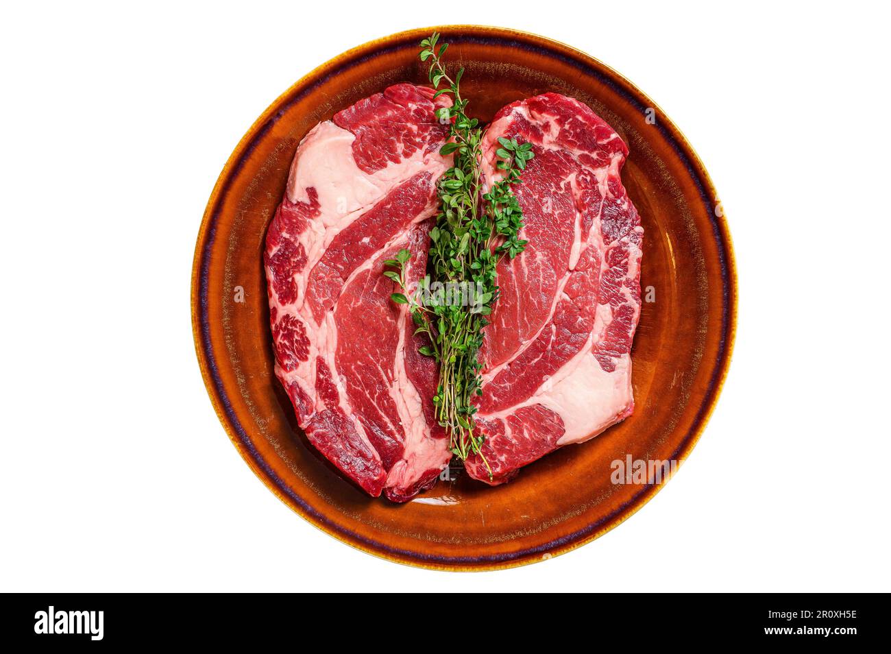 Raw Chuck eye roll steaks organic beef meat. Isolated on white ...
