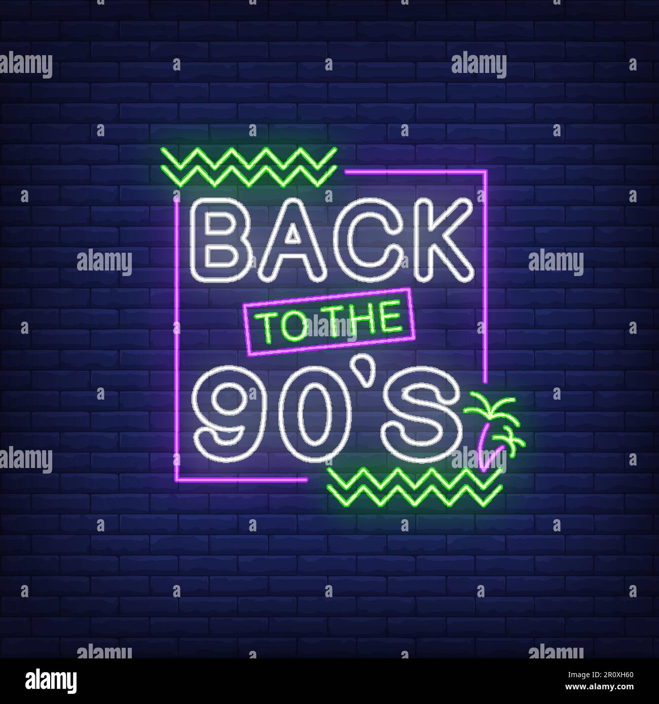 Back to nineties neon lettering with palm trees Stock Vector Image ...