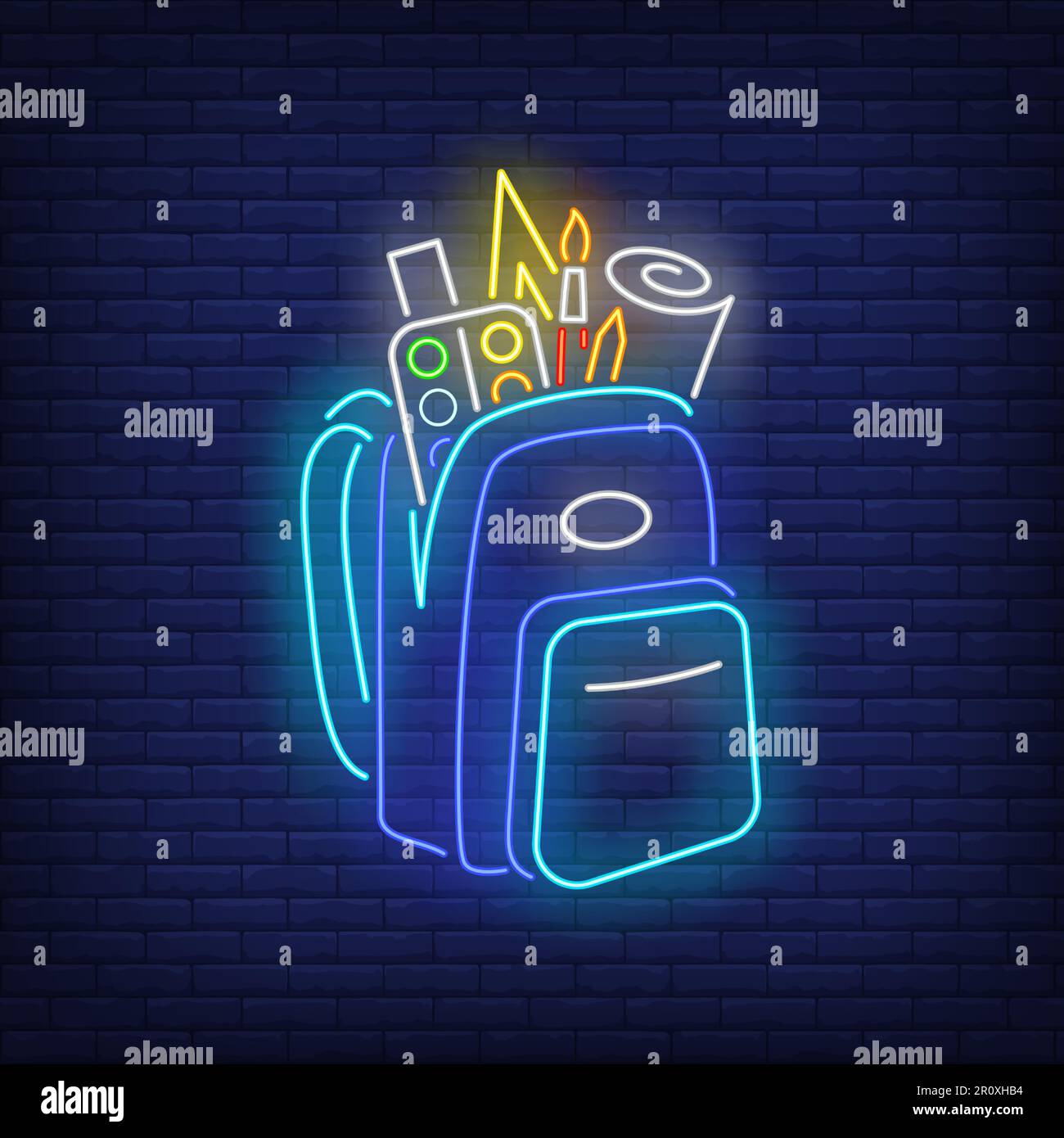 Backpack with painting materials neon sign Stock Vector Image & Art - Alamy