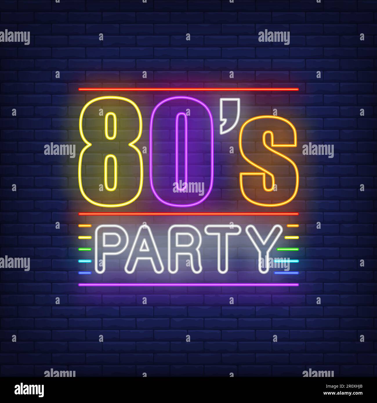 Eighties party neon lettering Stock Vector Image & Art - Alamy