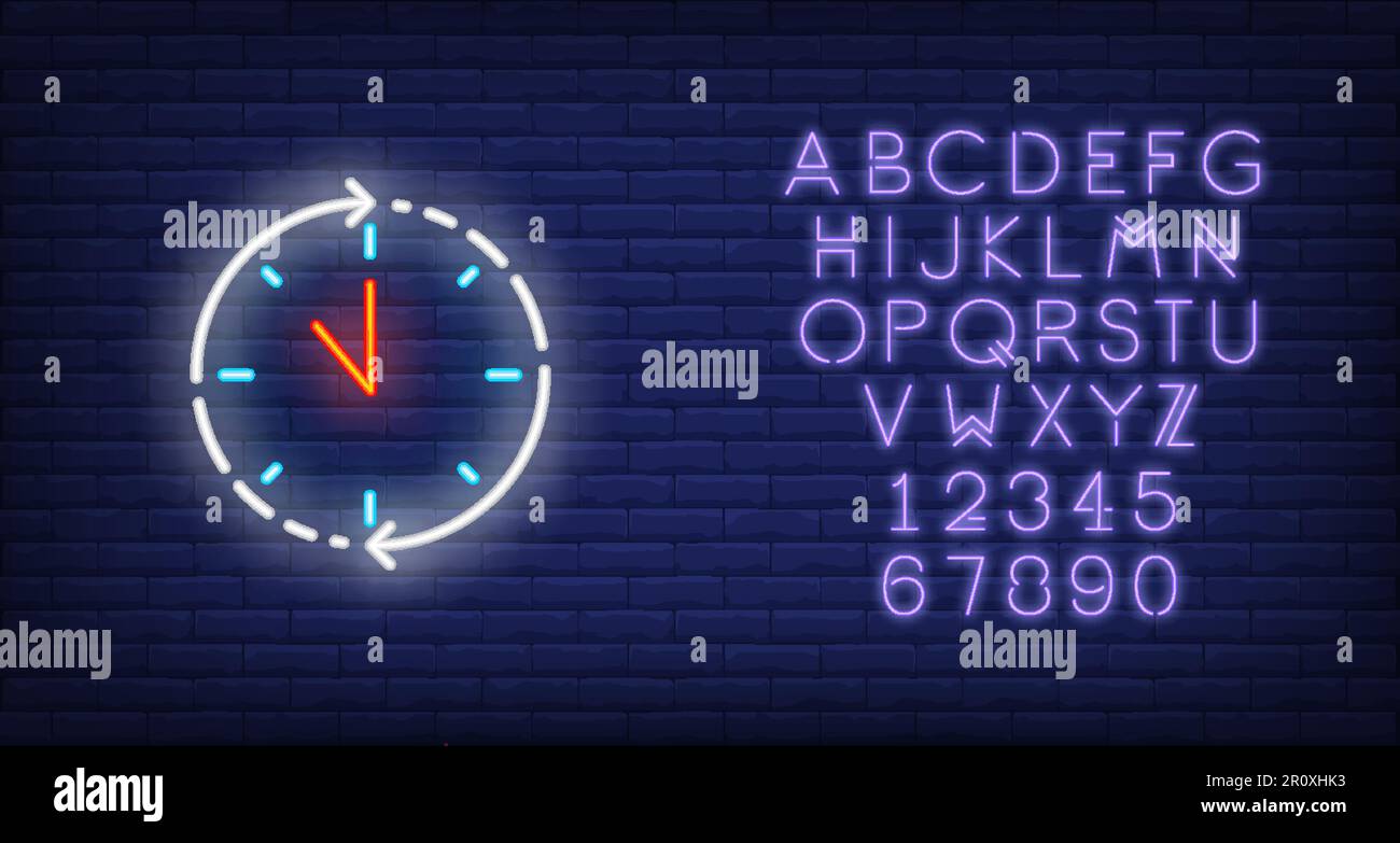 Clock, anytime neon sign Stock Vector Image & Art - Alamy