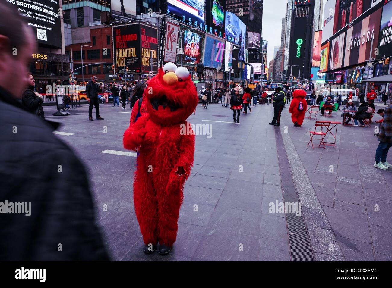 Time Square With Creepy Elmo: My nightmares come to life! Stock Photo ...