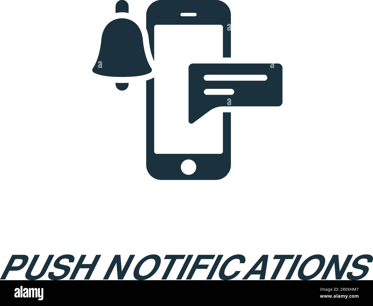 Push notifications icon. Monochrome simple sign from app development ... Push notifications icon. Monochrome simple sign from app development ...