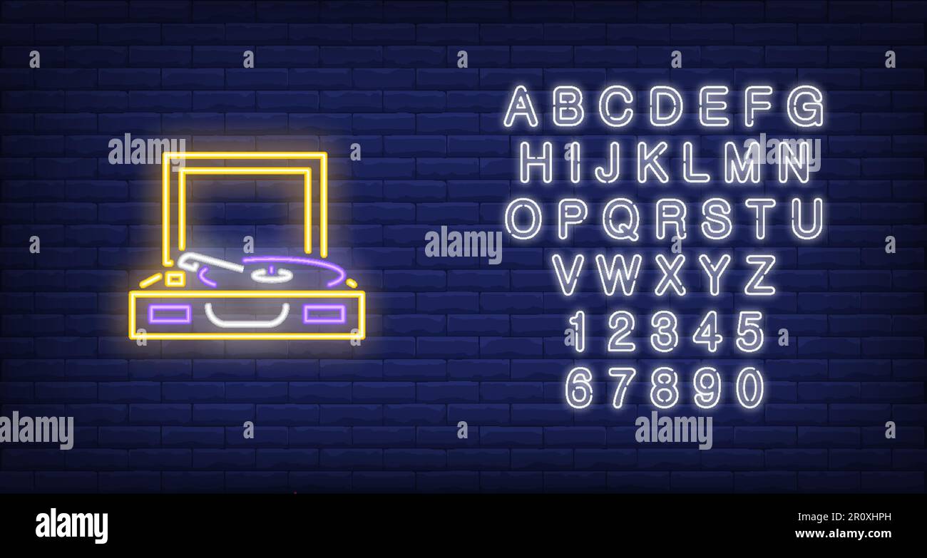 Vinyl turntable record player neon sign Stock Vector Image & Art - Alamy