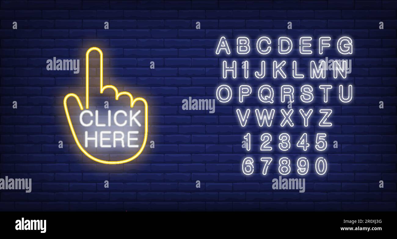 Click here neon sign Stock Vector Image & Art - Alamy