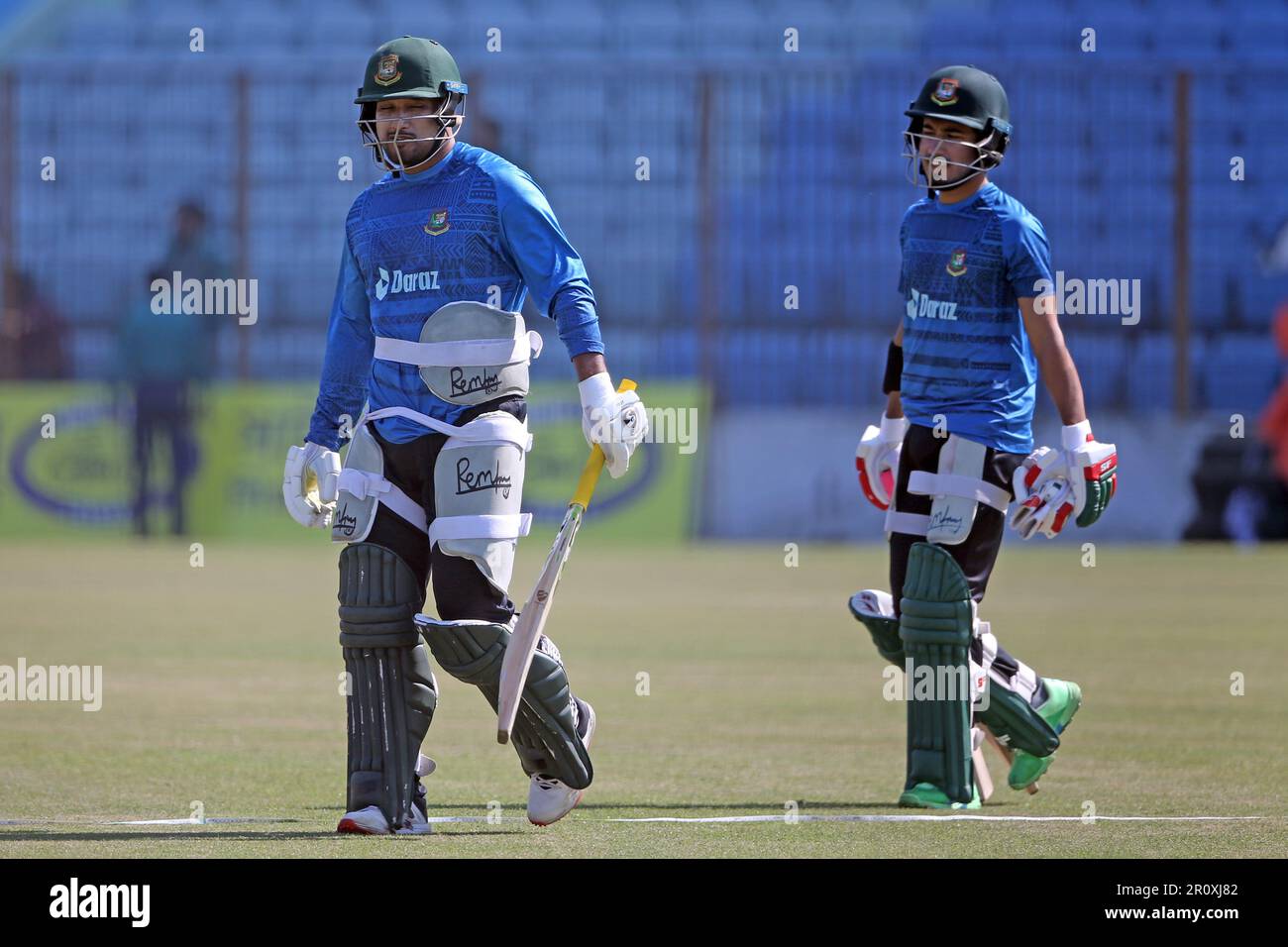 Bangladeshi cricketers Yasir Ali (L) and Afif Hossain (R) during the ...
