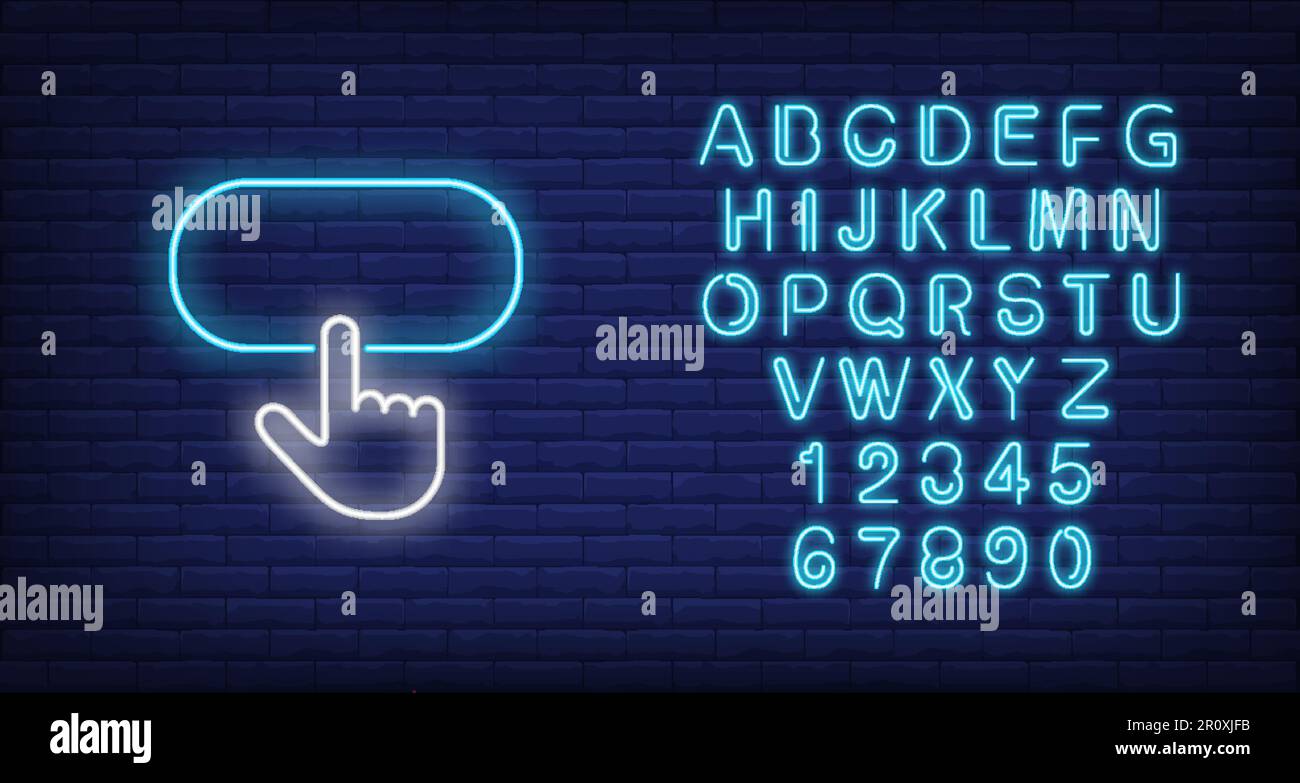 Button and hand cursor neon sign Stock Vector Image & Art - Alamy