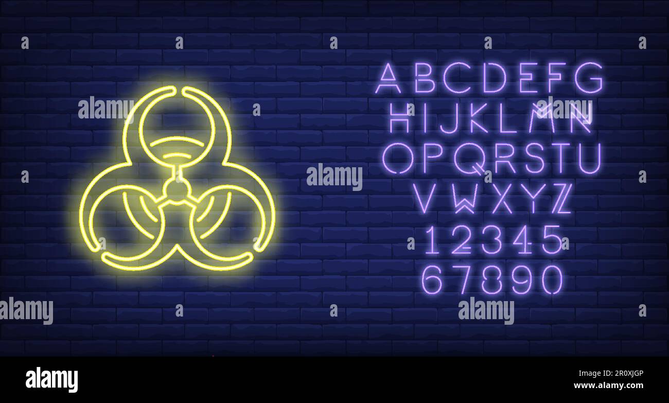 Bio hazard neon sign on brick wall background Stock Vector Image & Art ...