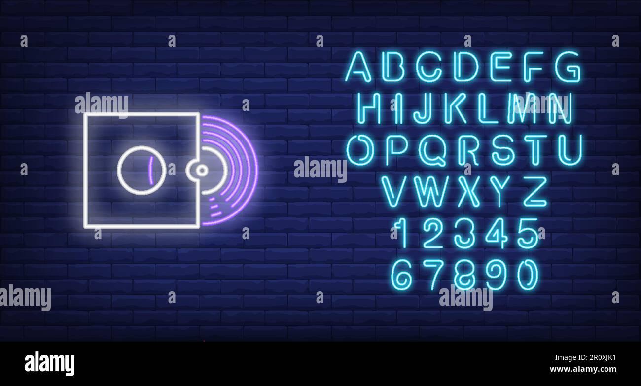 Vinyl record with cover neon sign Stock Vector Image & Art - Alamy