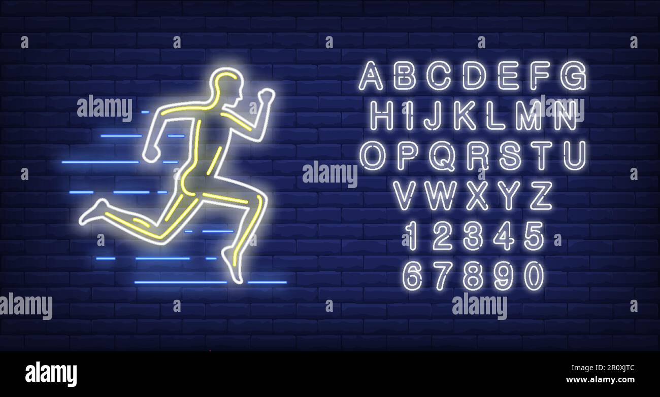 Running man neon sign Stock Vector Image & Art - Alamy