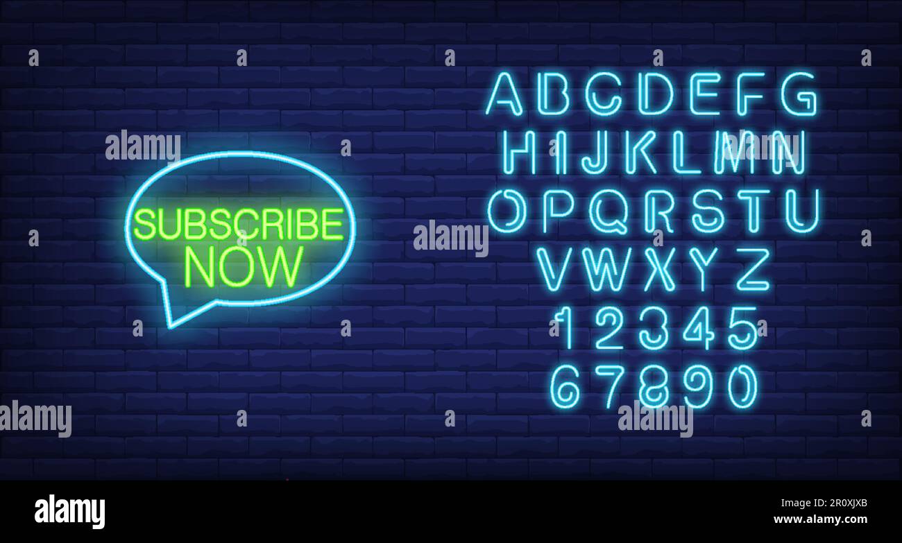 Subscribe now neon sign Stock Vector Image & Art - Alamy