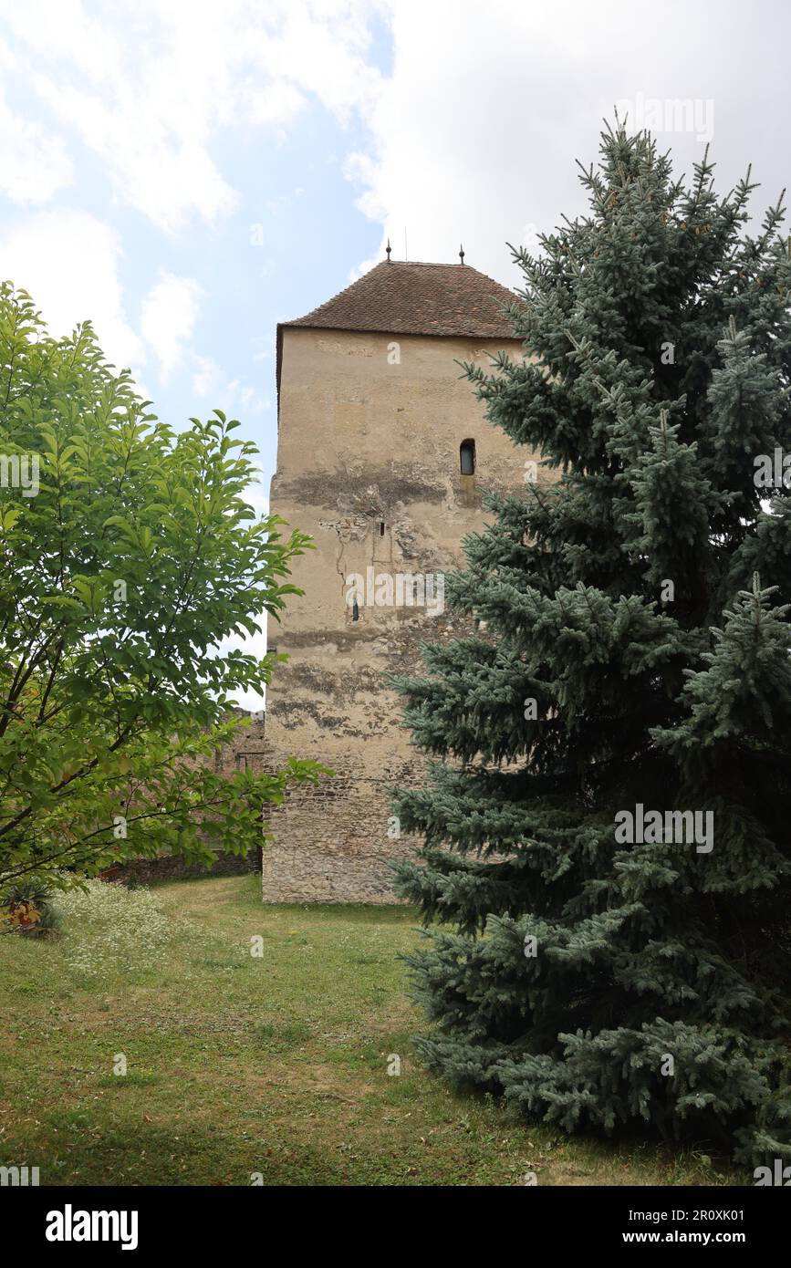 View on tower in the inner yard of Câlnic fortified church (Burg ...