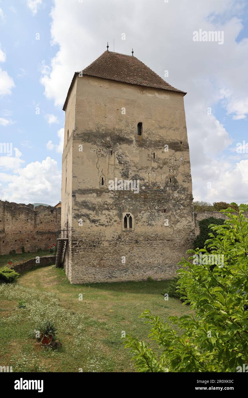 View on tower in the inner yard of Câlnic fortified church (Burg ...