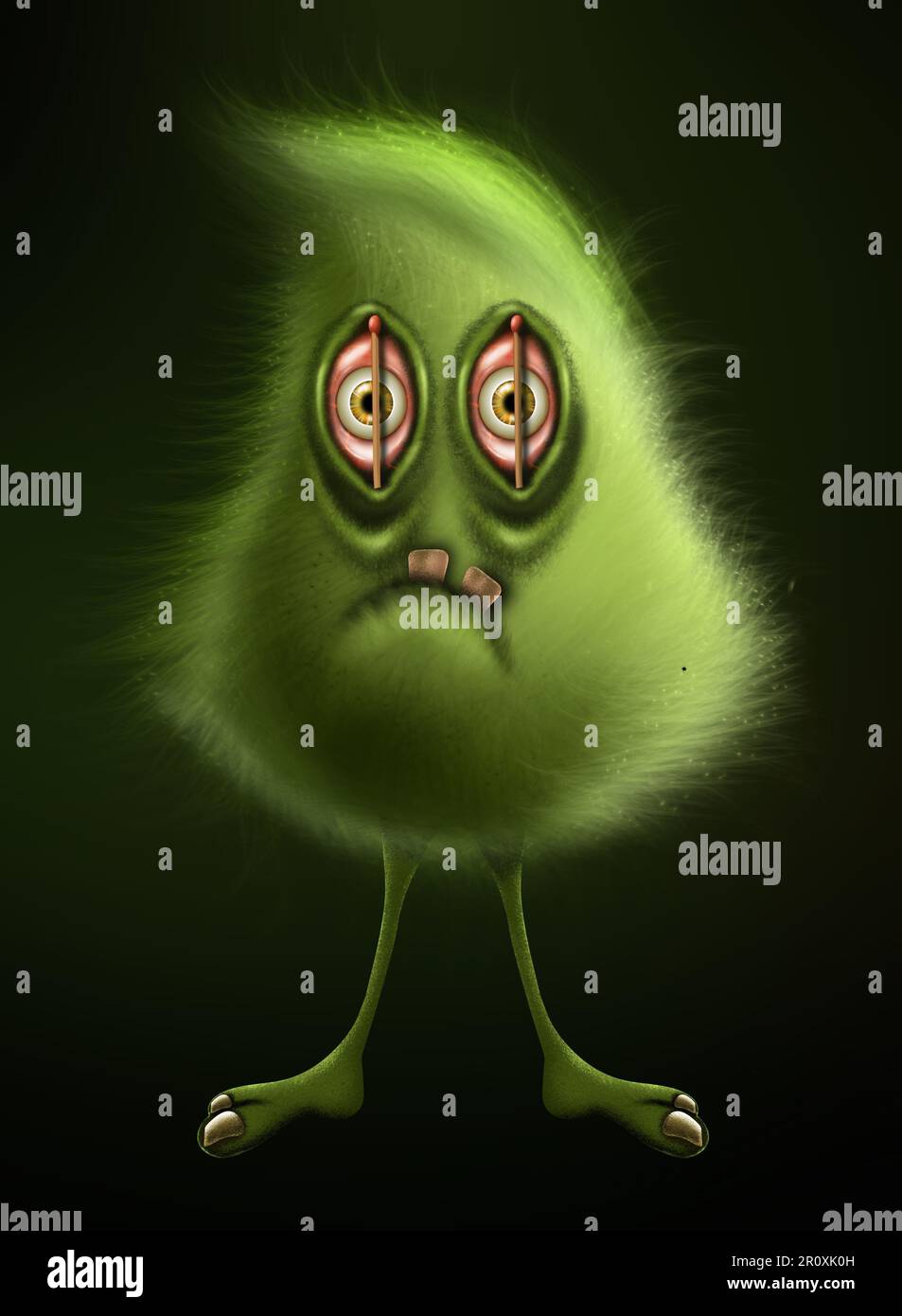 Green comic monster face character hi-res stock photography and images ...
