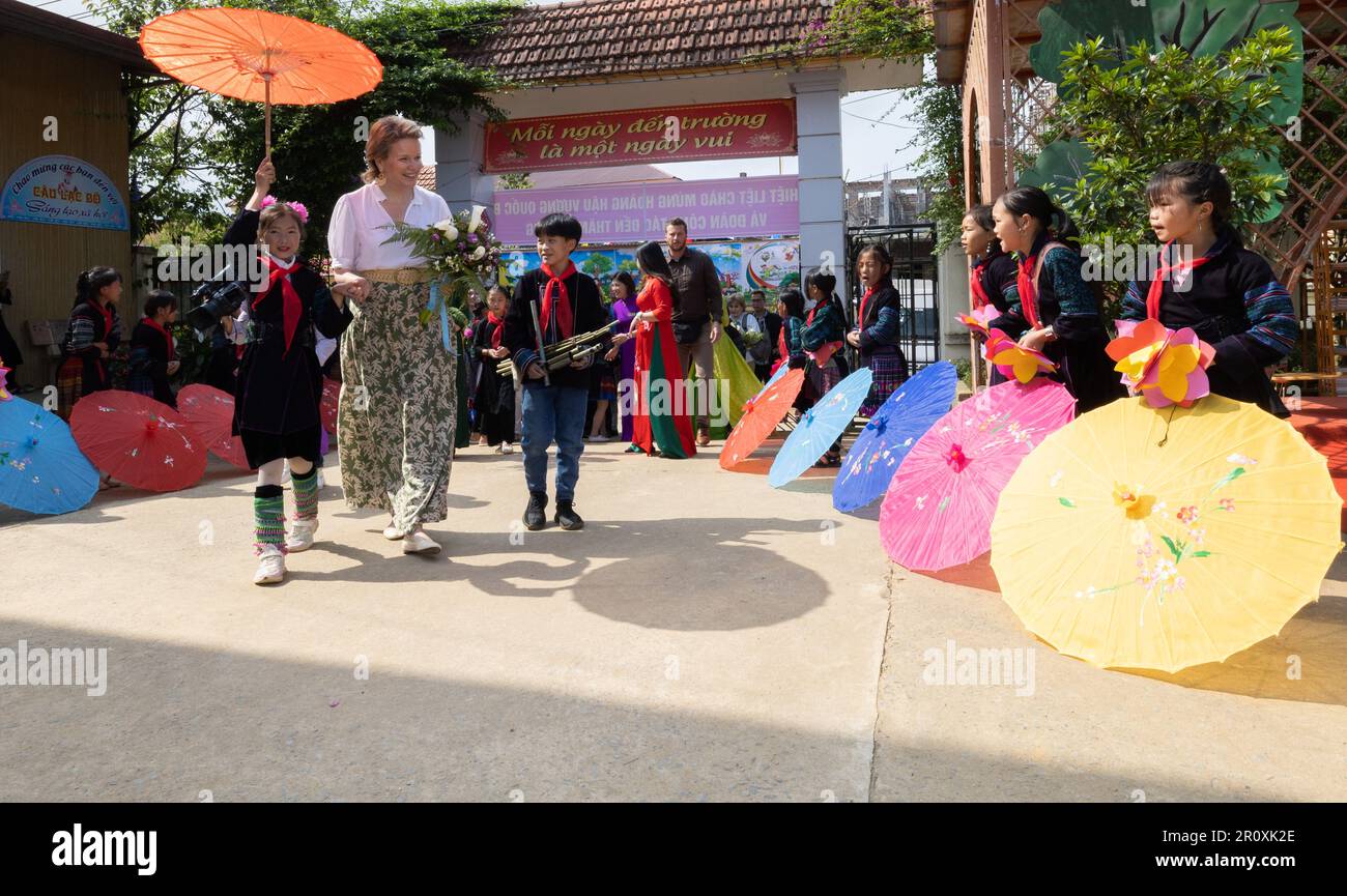 Ham Rong Commune, Vietnam. 10th May, 2023. Queen Mathilde of Belgium ...