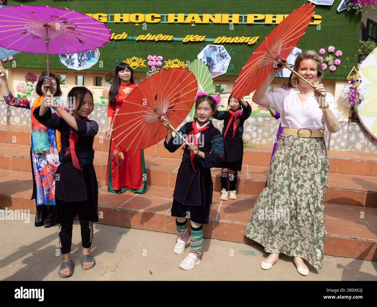 Ham Rong Commune, Vietnam. 10th May, 2023. Queen Mathilde of Belgium ...